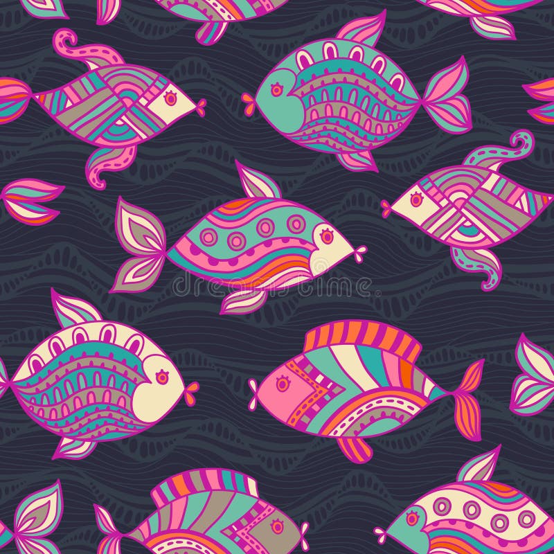 Fish Pattern in Abstract Style Stock Illustration - Illustration of ...