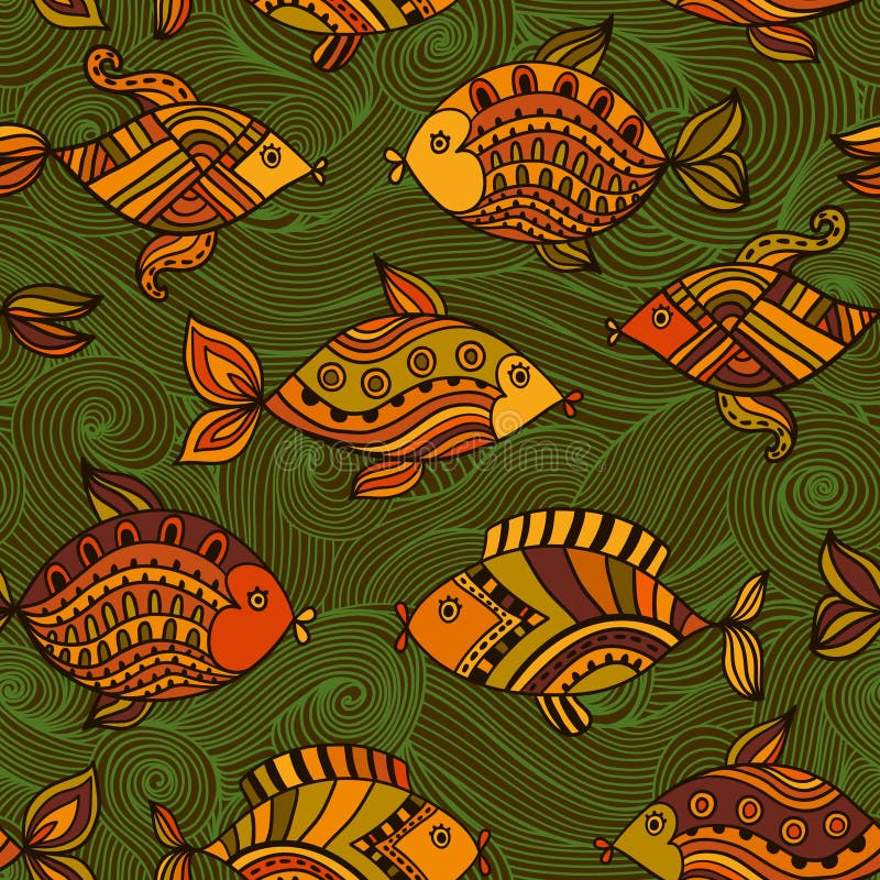 Fish Pattern in Abstract Style. Copy Square To the Side and You Stock ...
