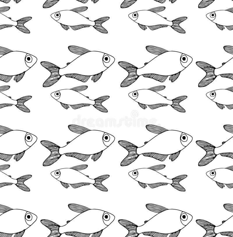 Fish pattern black outline stock illustration. Illustration of element ...