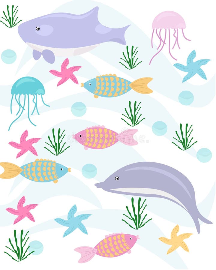 Fish Pattern Colorful Background. Sea Concept Vector Illustration Stock ...