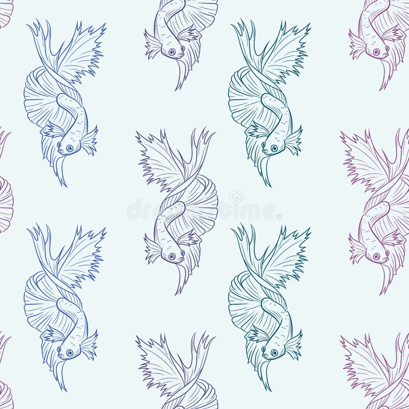 Fish pattern 8 stock vector. Illustration of siamese - 254199571