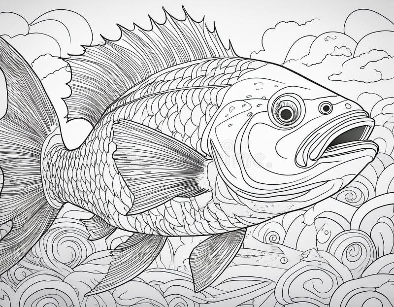 Fish Pattern Coloring Pages Illustration Contour. Stock Illustration ...