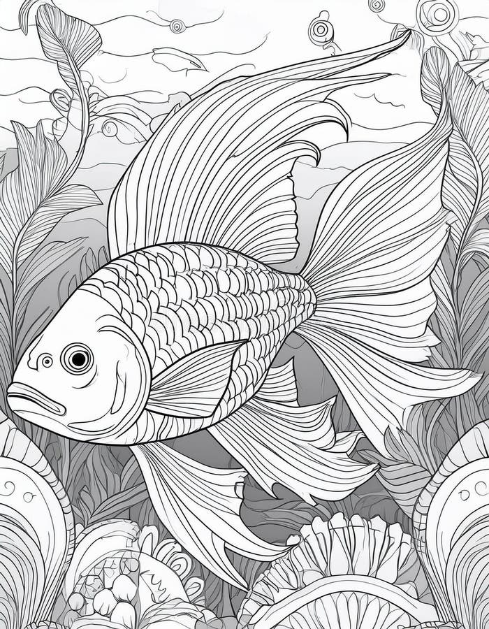 Fish Pattern Coloring Pages Illustration Contour. Stock Illustration ...