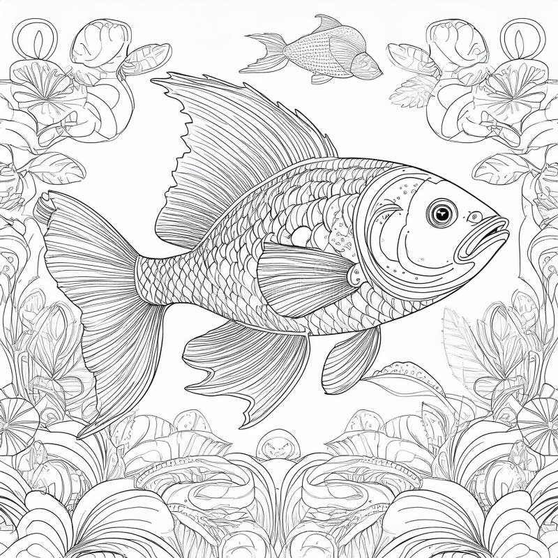 Fish Pattern Coloring Pages Illustration Contour. Stock Illustration ...