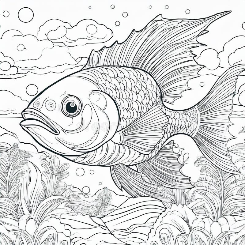Fish Pattern Coloring Pages Illustration Contour. Stock Illustration ...