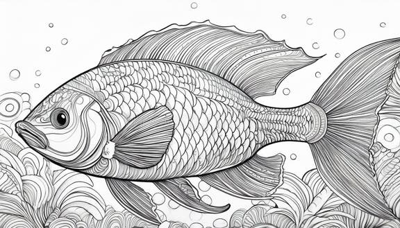 Fish Pattern Coloring Pages Illustration Contour. Stock Illustration ...