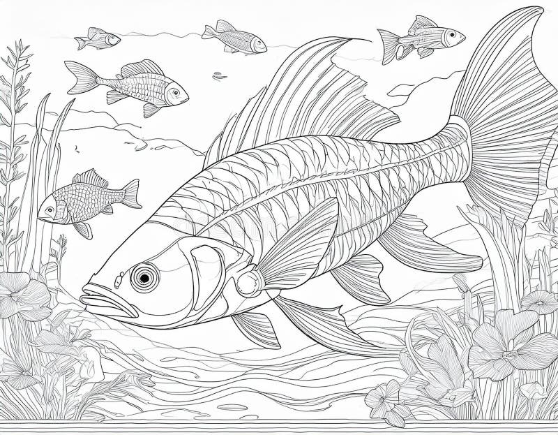 Fish Pattern Coloring Pages Illustration Contour. Stock Illustration ...