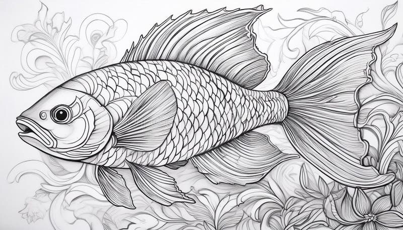 Fish Pattern Coloring Pages Illustration Contour. Stock Illustration ...