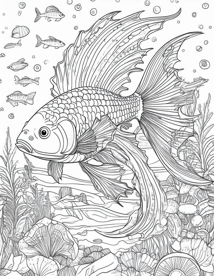 Fish Pattern Coloring Pages Illustration Contour. Stock Illustration ...