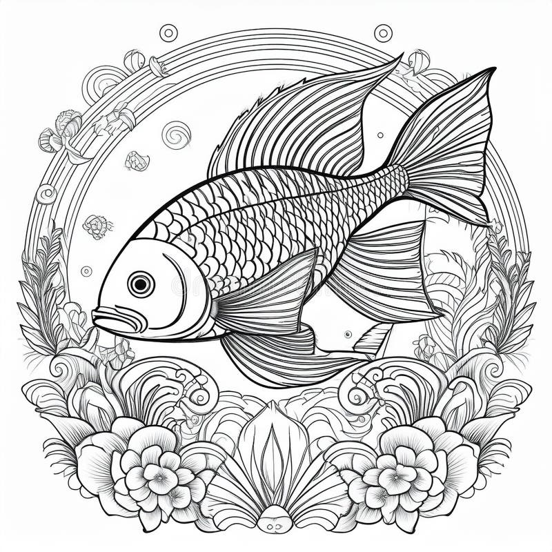 Fish Pattern Coloring Pages Illustration Contour. Stock Illustration ...
