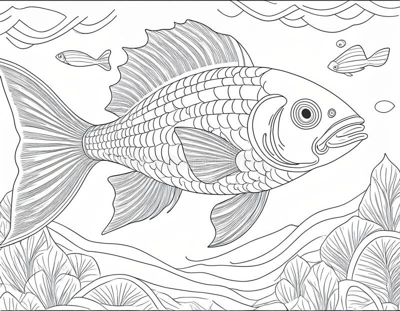 Fish Pattern Coloring Pages Illustration Contour. Stock Illustration ...