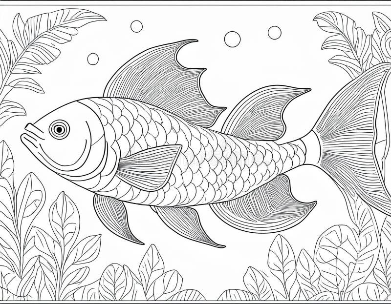 Fish Pattern Coloring Pages Illustration Contour. Stock Illustration ...