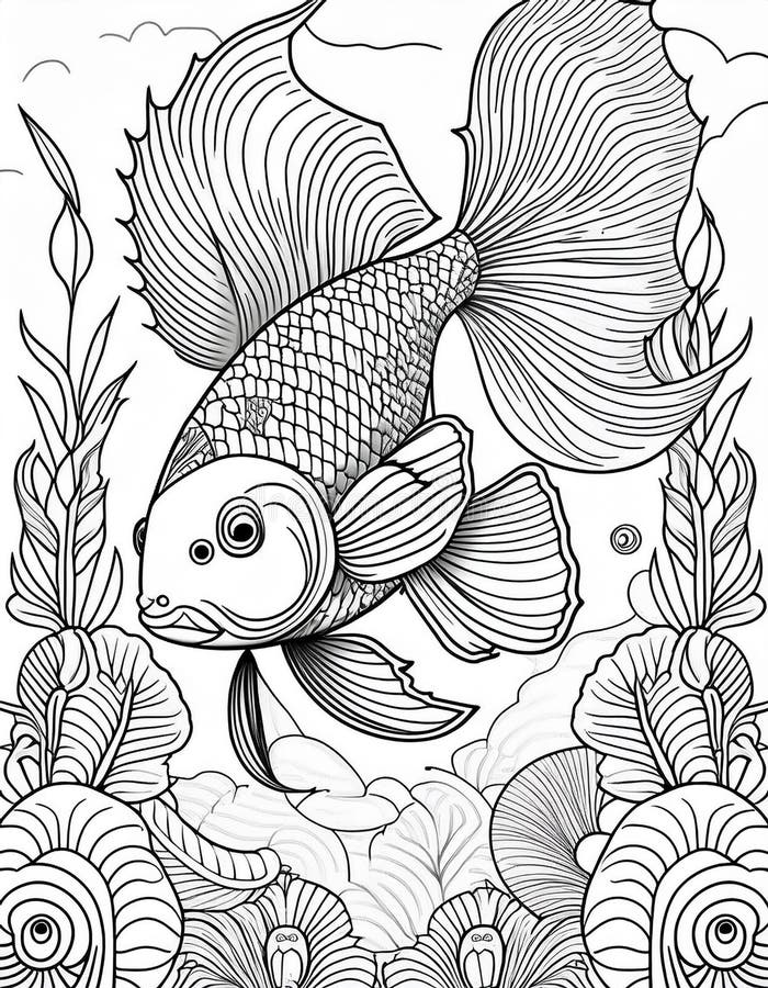 Fish Pattern Coloring Pages Illustration Contour. Stock Illustration ...