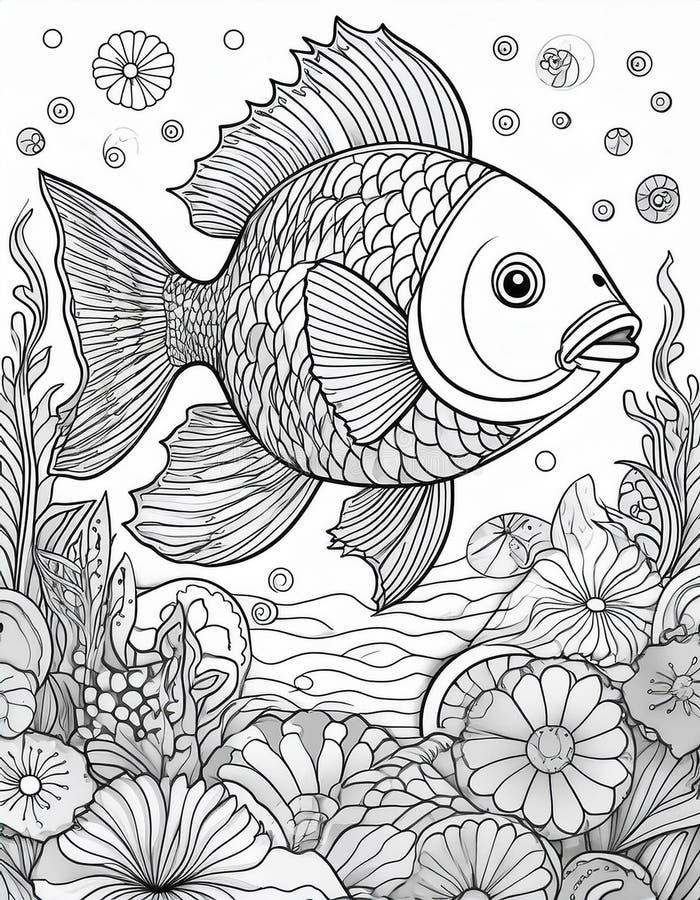 Fish Pattern Coloring Pages Illustration Contour. Stock Illustration ...