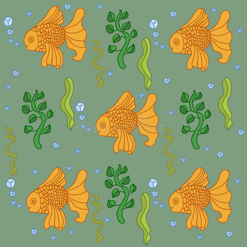 Fish Pattern in Doodle Style Stock Illustration - Illustration of ...