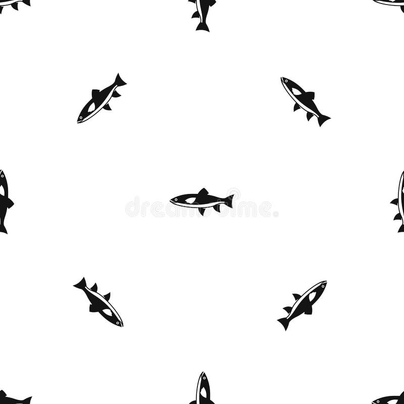 Fish Pattern Seamless Black Stock Vector - Illustration of fauna, fresh ...