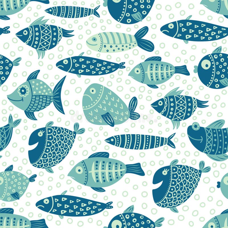 Fish pattern stock vector. Illustration of tile, background - 78495149