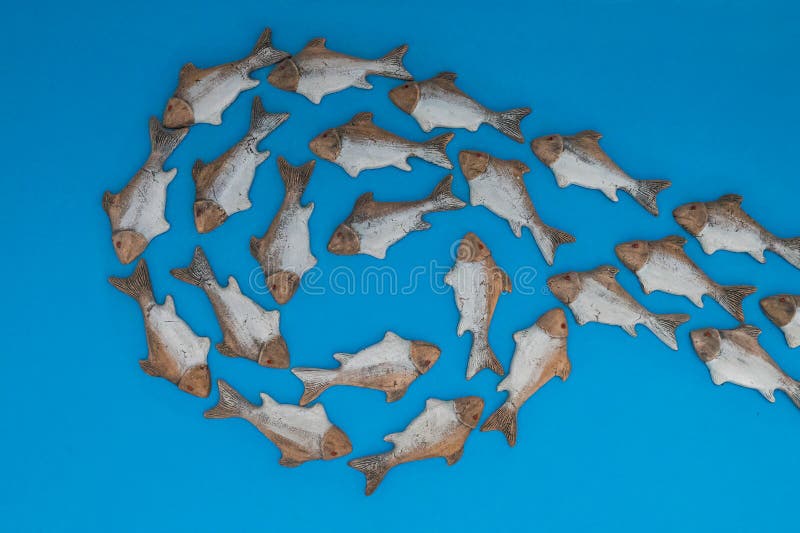 Fish Patterns Decorated Blue Colored Wall Surface Stock Photos - Free ...