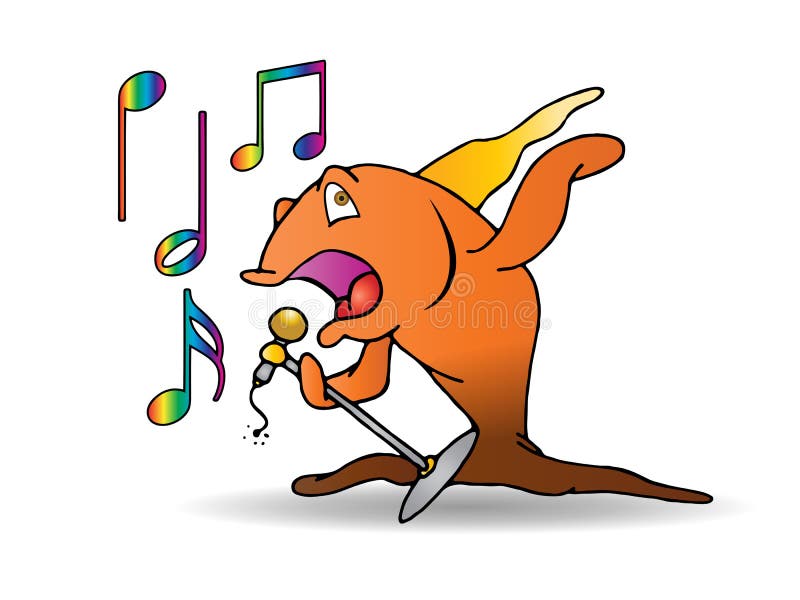 Orange Fish Singing Performance Stock Illustration - Illustration of ...