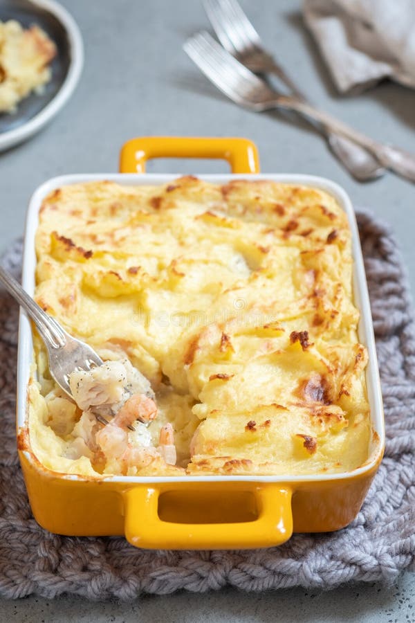 Fish Pie Topped with Mashed Potato Stock Photo - Image of white, food ...