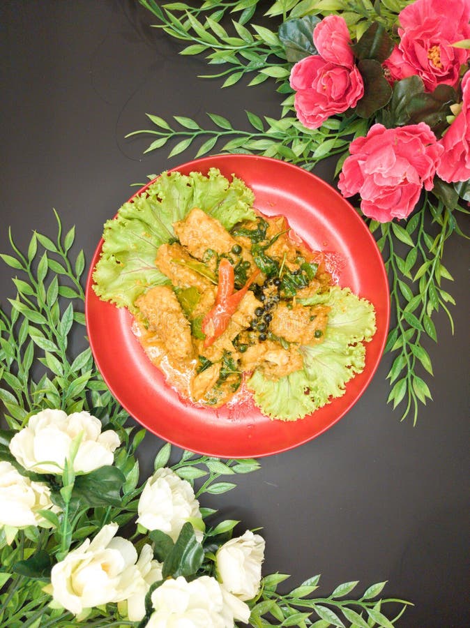 The Fish Pieces Topped with Curry Paste. Stock Photo - Image of meat ...