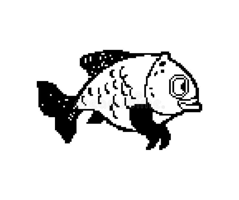 Fish Pixel art. 8 bit Carp stock vector. Illustration of logo - 259120113