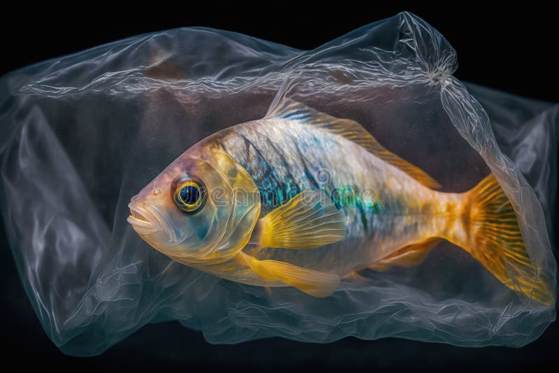 A Fish in a Plastic Bag. the Concept of Pollution in the Ocean Stock ...