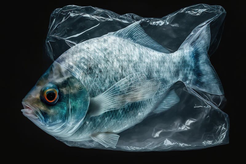 A Fish in a Plastic Bag. the Concept of Pollution in the Ocean Stock ...
