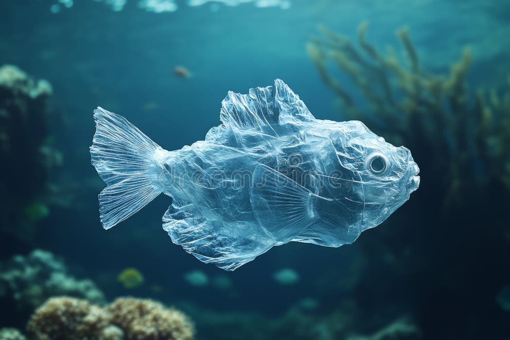 Fish with Plastic Bag in the Ocean. Image Stock Image - Image of ...