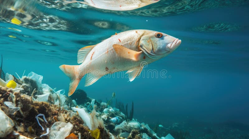 Fish and Plastic Pollution. Envrionmental Problem - Plastics ...