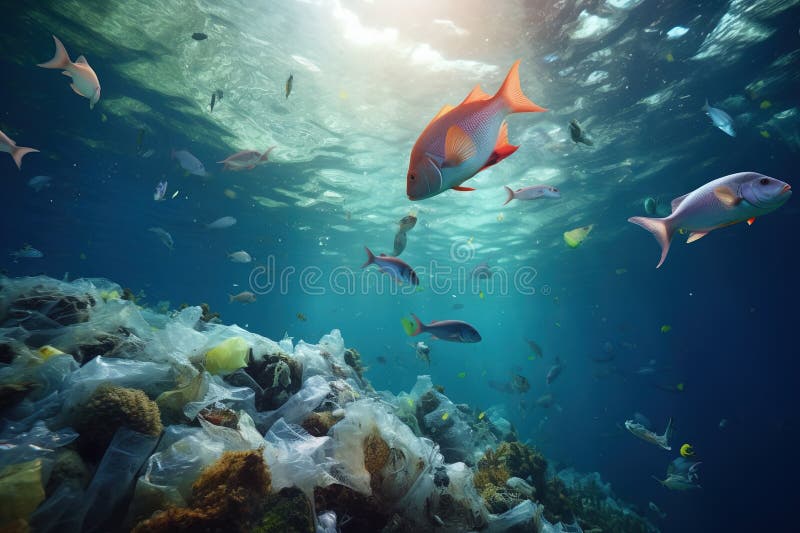 Fish and Plastic Pollution. Envrionmental Problem - Plastics ...