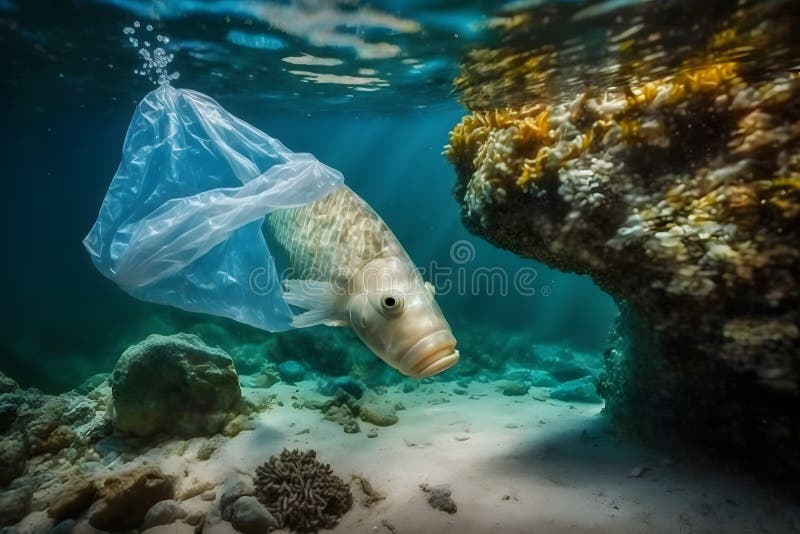 Fish and Plastic Pollution. Envrionmental Problem - Plastics ...