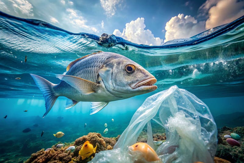 Fish and Plastic Pollution in Sea Microplastics Contaminate Seafood AI ...