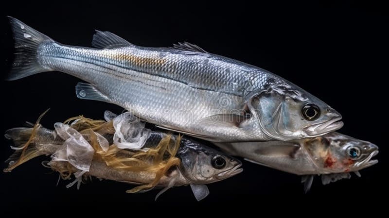Fish and Plastic Pollution in Sea. Microplastics Contaminate Seafood ...