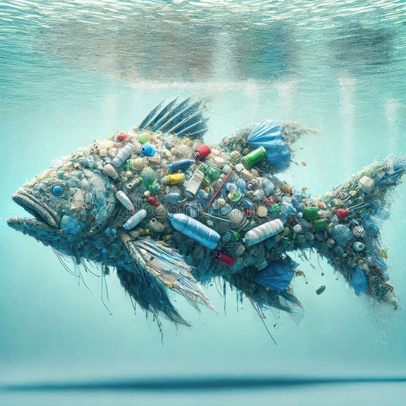 Fish from Plastic Waste Underwater. Stock Image - Image of impact ...