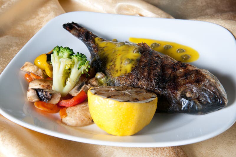 Fish plate stock image. Image of meal, food, lunch, grill - 16150695