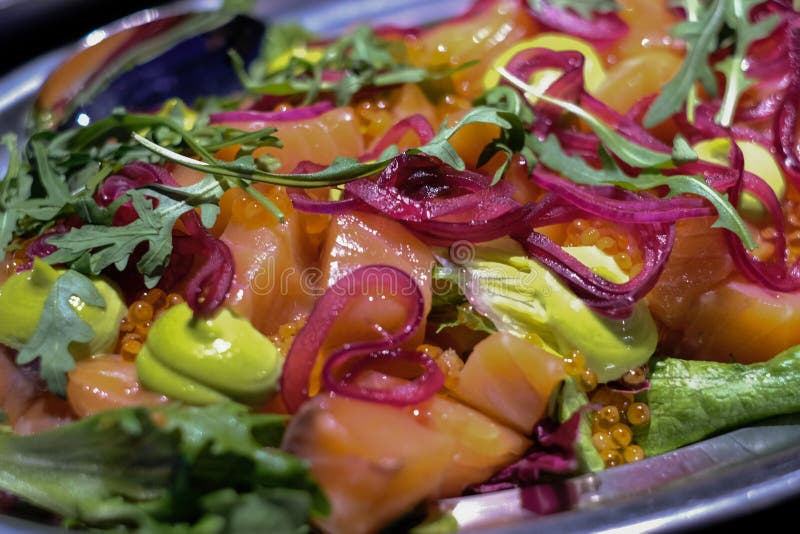 Fish Plate on a Buffer Table Stock Image - Image of salad, market ...