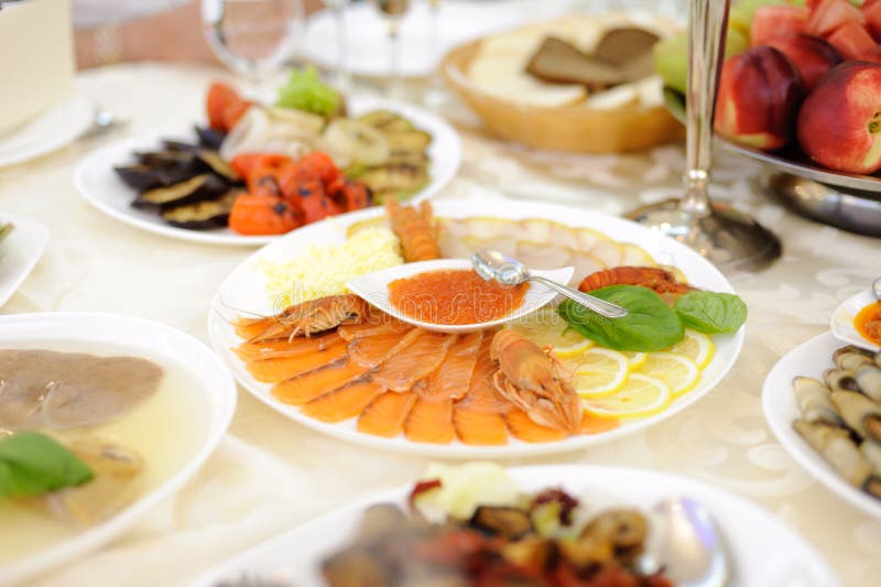 Wedding catering buffet stock photo. Image of crab, delicatessen - 25577380