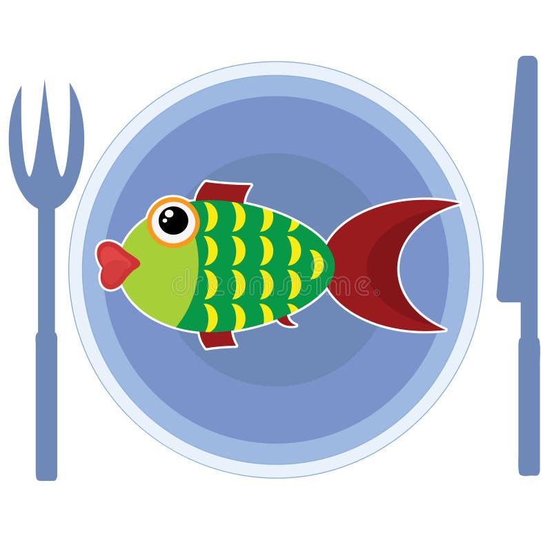 Fish on the plate stock vector. Illustration of seafood - 31960456
