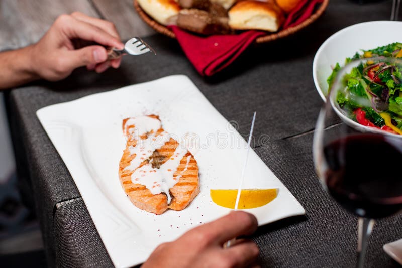 Fish in the Plate on the Table Stock Image - Image of tasty, natural ...