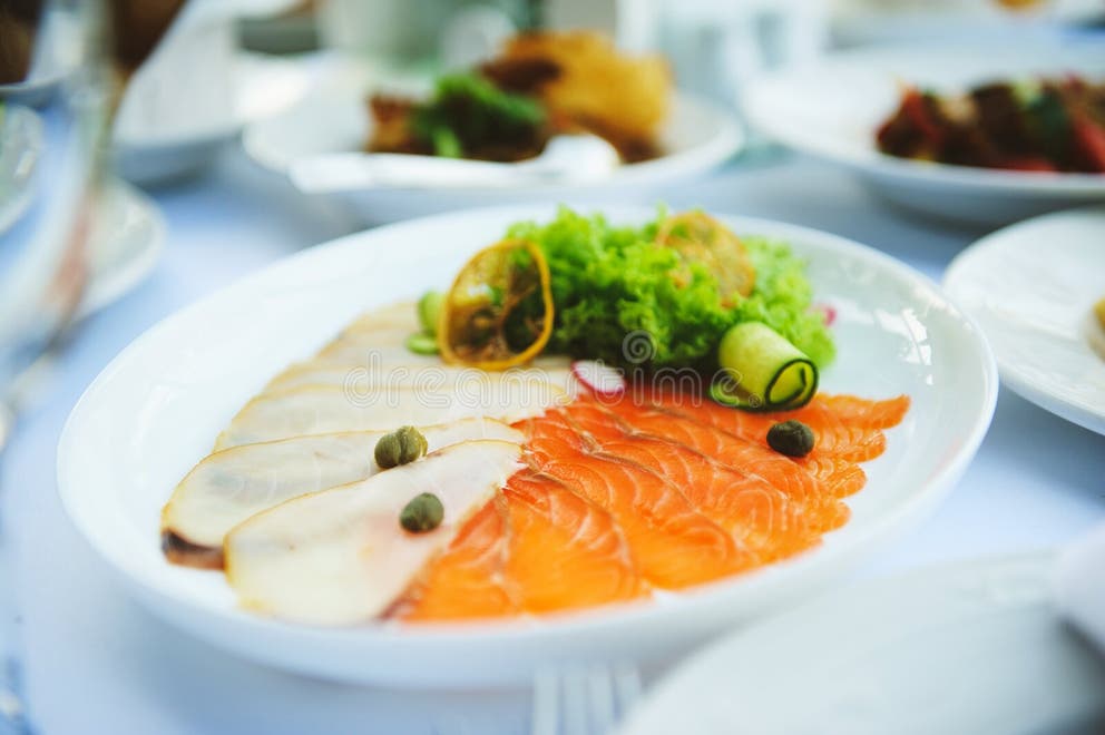 Fish Plate stock photo. Image of seafood, salmon, lemon - 68257204