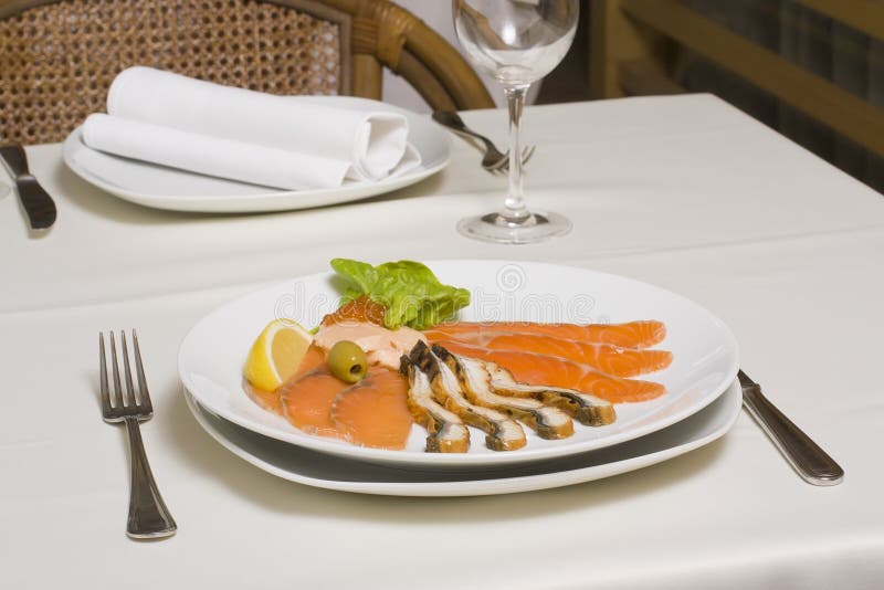 Fish Platter with Salmon Caviar Stock Photo - Image of olive, assorted ...