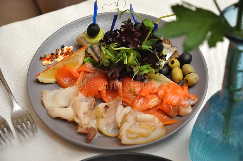 Fish Platters at a Banquet in a Restaurant Stock Image - Image of meal ...