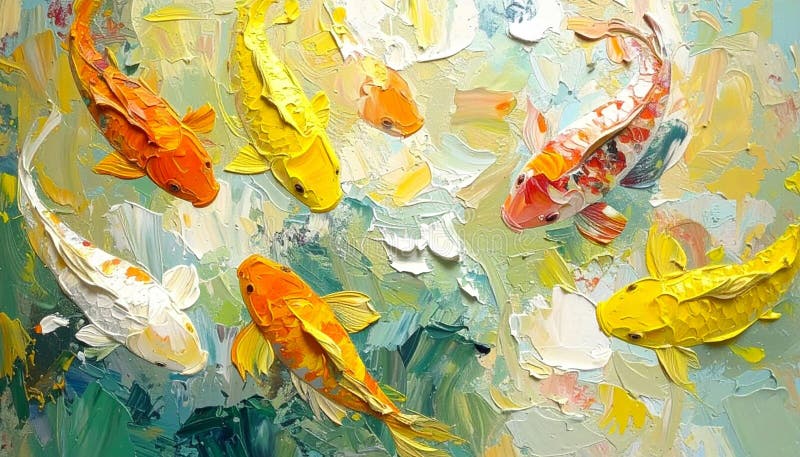 Fish in the Pond Digital Painting Abstract Art Stock Illustration ...