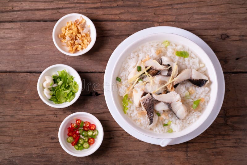 Fish Porridge,rice Soup with Sliced Fish.Thai Breakfast Style Stock ...