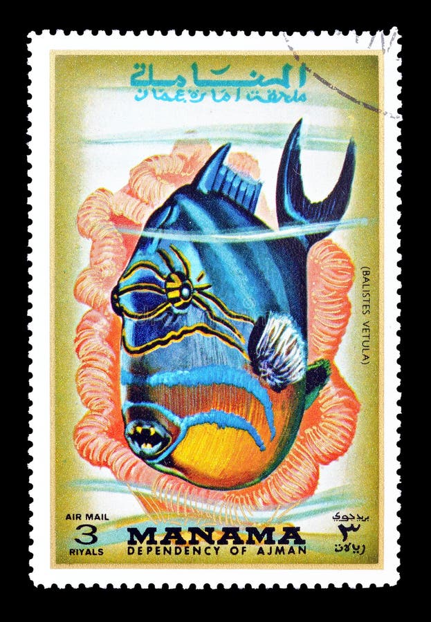 Fish on postage stamps editorial stock photo. Image of collection ...