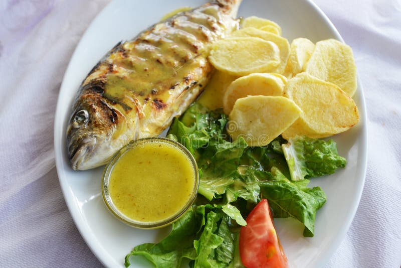 Fish and potato stock photo. Image of dinner, portion - 91168264