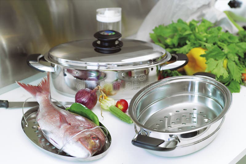 Fish and pots stock image. Image of cooking, luxury, working - 3749203