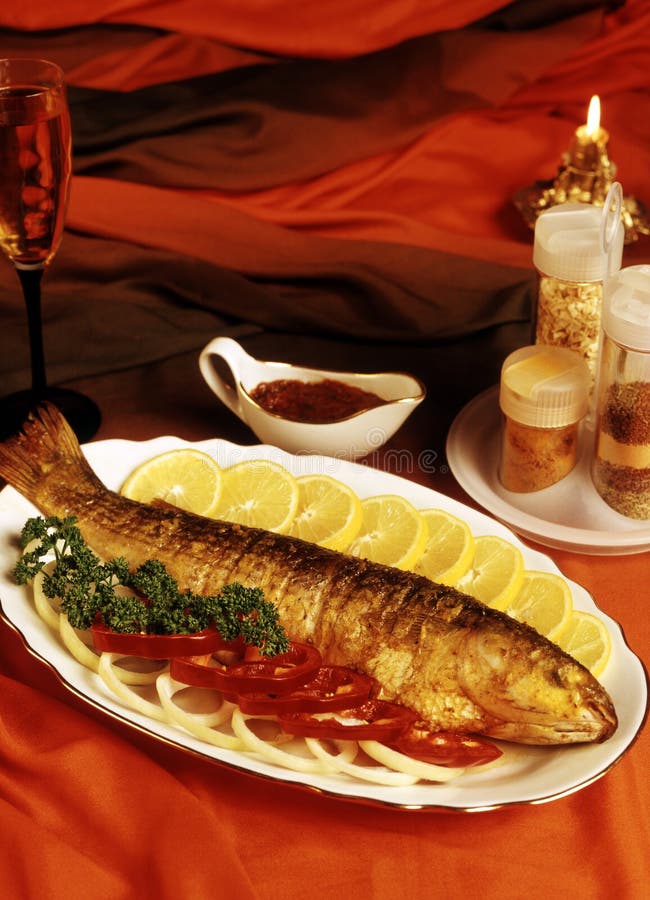 The Fish Prepared on a Grill Stock Image - Image of preparation, grill ...