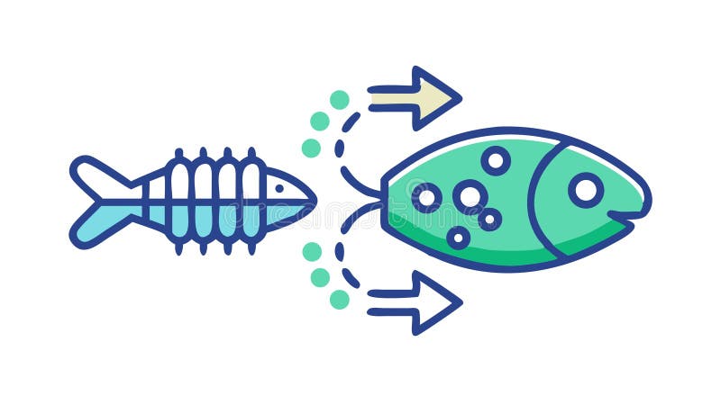 Fish Processing, Transformation from Raw To Refined, Vector Design ...